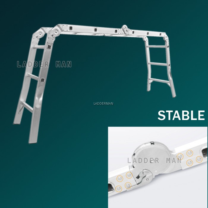 WB38 3.8M 12 STEP MULTIPURPOSE ALUMINIUM LADDER WIDER BASE