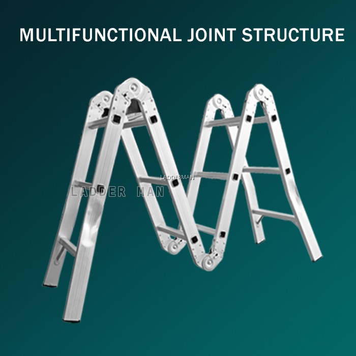 WB38 3.8M 12 STEP MULTIPURPOSE ALUMINIUM LADDER WIDER BASE